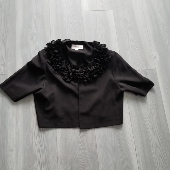 Jackets & Coats | Black Lace Ruffle Neck Bolero | Poshmark